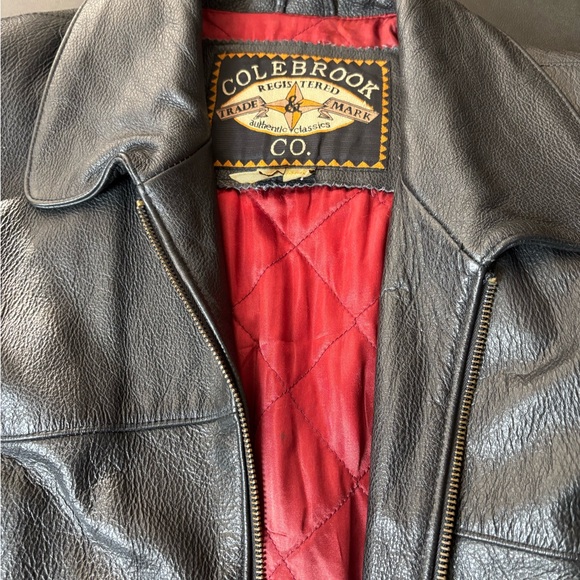Scott | Jackets & Coats | Scott Black Leather Bomber Jacket With Red ...